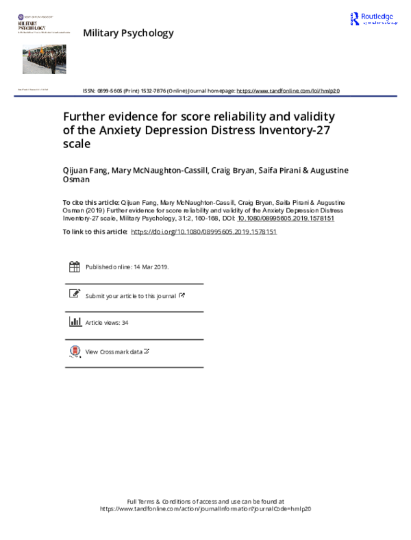 (PDF) Further evidence for score reliability and validity of the Anxiety Depression Distress ...