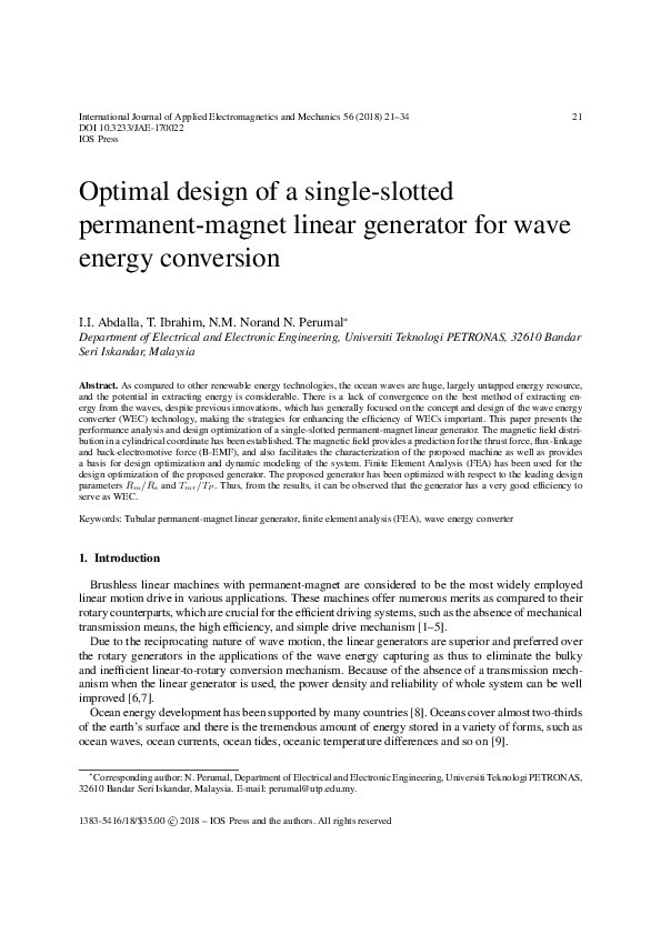 (PDF) Optimal design of a single-slotted permanent-magnet linear ...