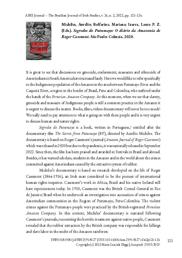 (PDF) Segredos do Putumayo: O diário da Amazonia de Roger Casement ...