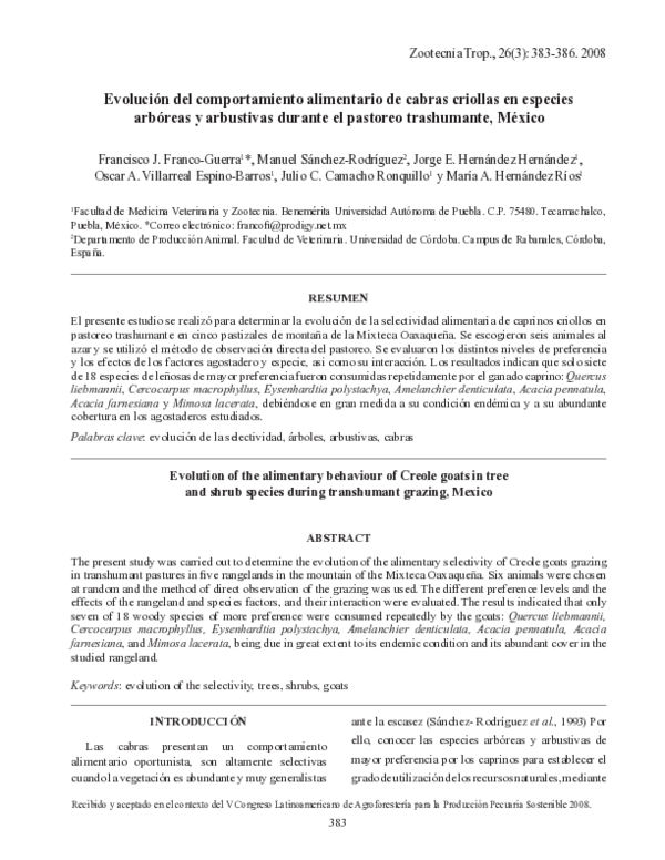 (PDF) Evolution of the alimentary behaviour of Creole goats in tree and ...
