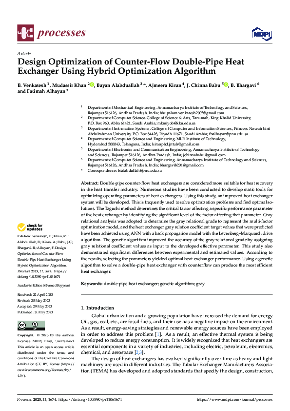 (PDF) Design Optimization of Counter-Flow Double-Pipe Heat Exchanger Using Hybrid Optimization ...