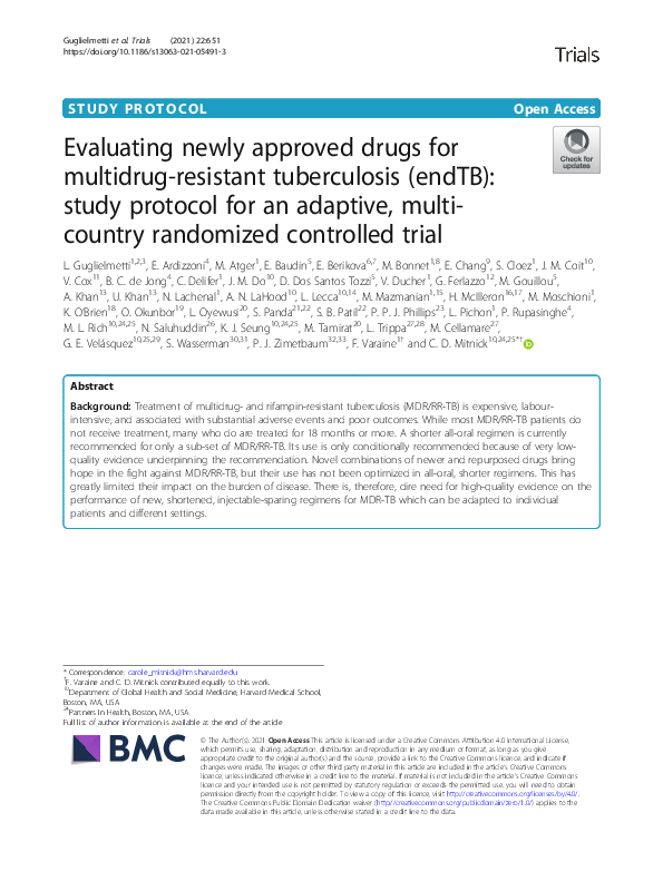 (PDF) Evaluating newly approved drugs for multidrug-resistant tuberculosis (endTB): study ...