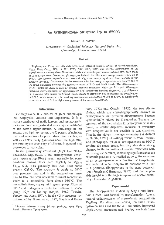 (PDF) An orthopyroxene structure up to 850°C