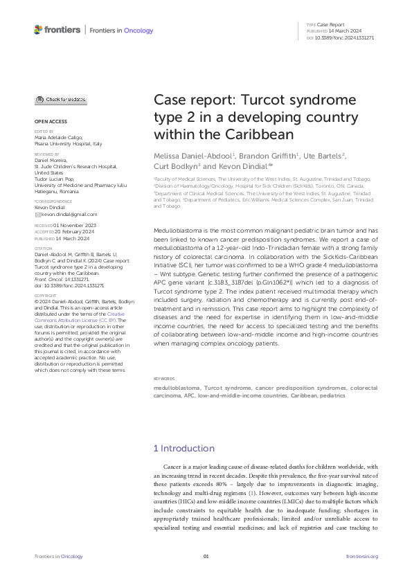 (PDF) Case report: Turcot syndrome type 2 in a developing country ...