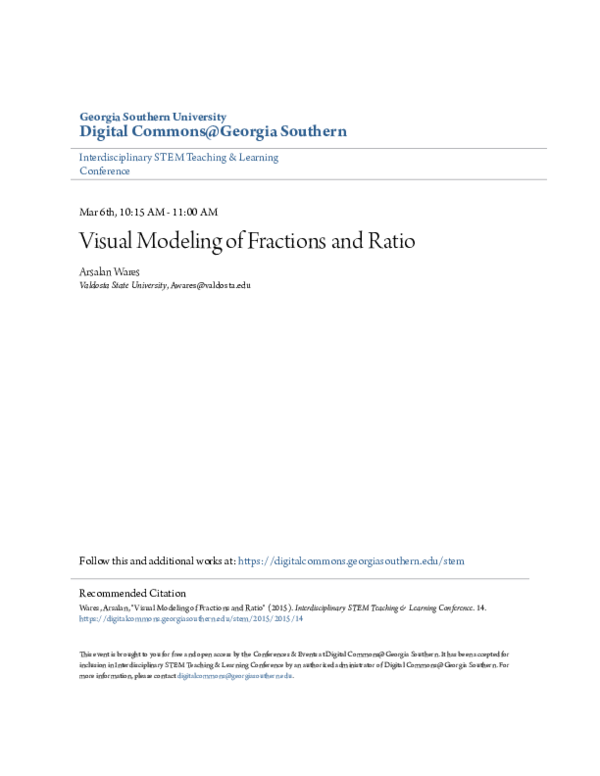 (PDF) Visual Modeling of Fractions and Ratio