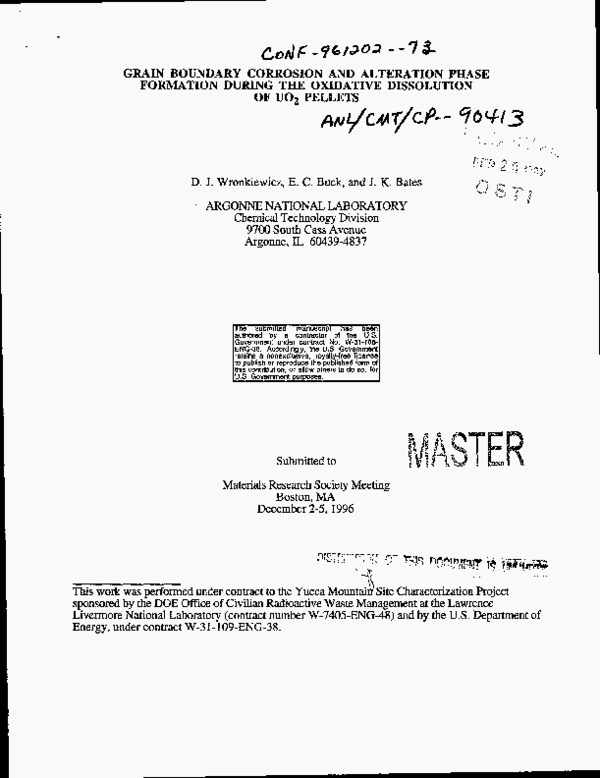(PDF) Grain Boundary Corrosion and Alteration Phase Formation During ...