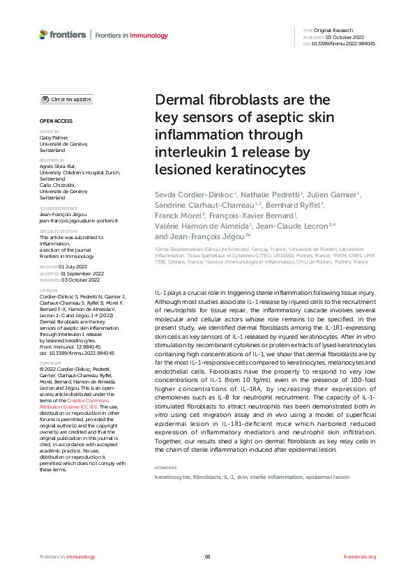 (PDF) Dermal fibroblasts are the key sensors of aseptic skin ...