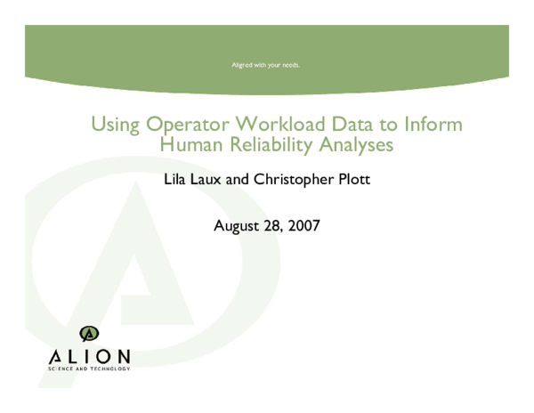 (PDF) Using operator workload data to inform human reliability analyses