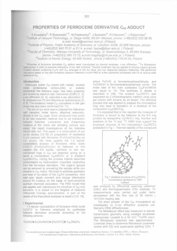 (PDF) Properties of ferrocene derivative С60 adduct