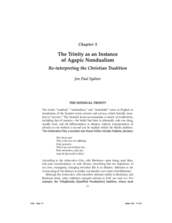 (PDF) The Trinity as an Instance of Agapic Nondualism: Re-interpreting ...