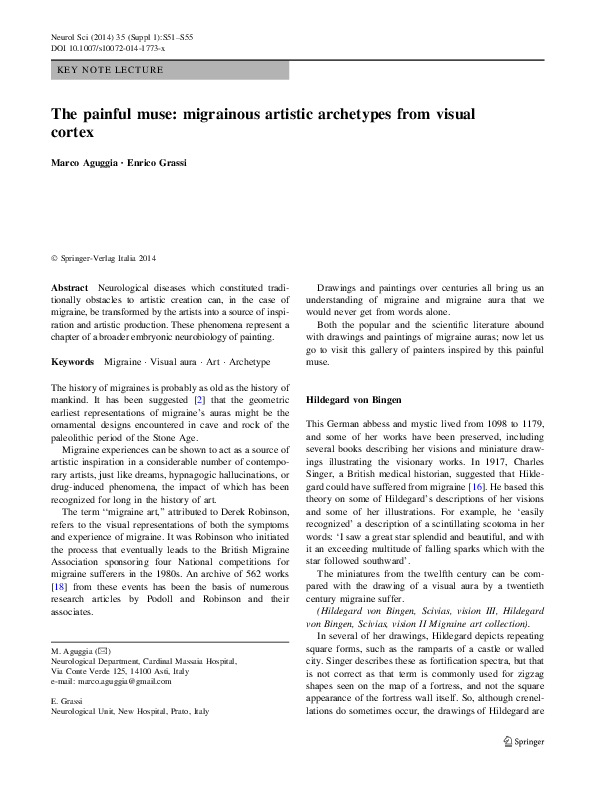 (PDF) The painful muse: migrainous artistic archetypes from visual cortex