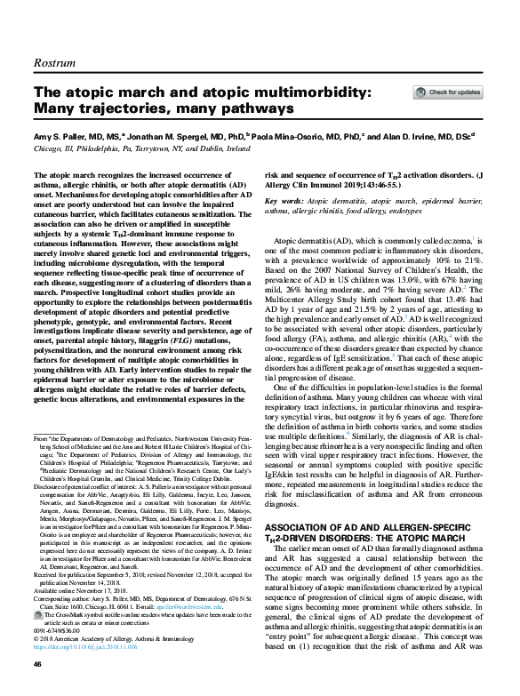 (PDF) The atopic march and atopic multimorbidity: Many trajectories, many pathways