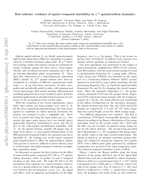 (PDF) Red Solitons: Evidence of Spatiotemporal Instability in χ(2 ...