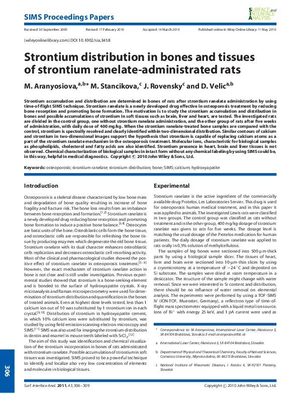 (PDF) Strontium distribution in bones and tissues of strontium ranelate ...