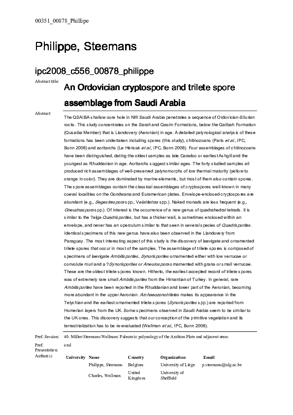 (PDF) An Ordovician cryptospore and trilete spore assemblage from Saudi ...
