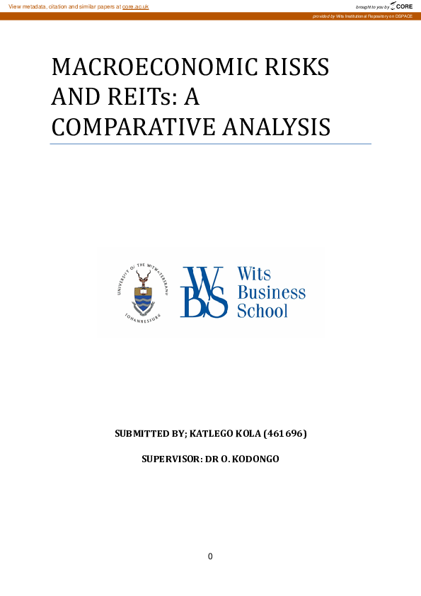 (PDF) Macroeconomic risks and REITs : a comparative analysis