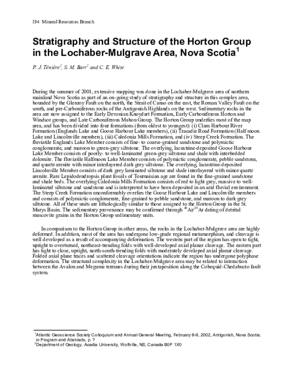 (PDF) Abstract: Stratigraphy and structure of the Horton Group in the ...