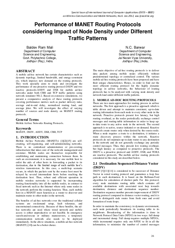 (PDF) Performance of MANET Routing Protocol considering Impact of Node ...