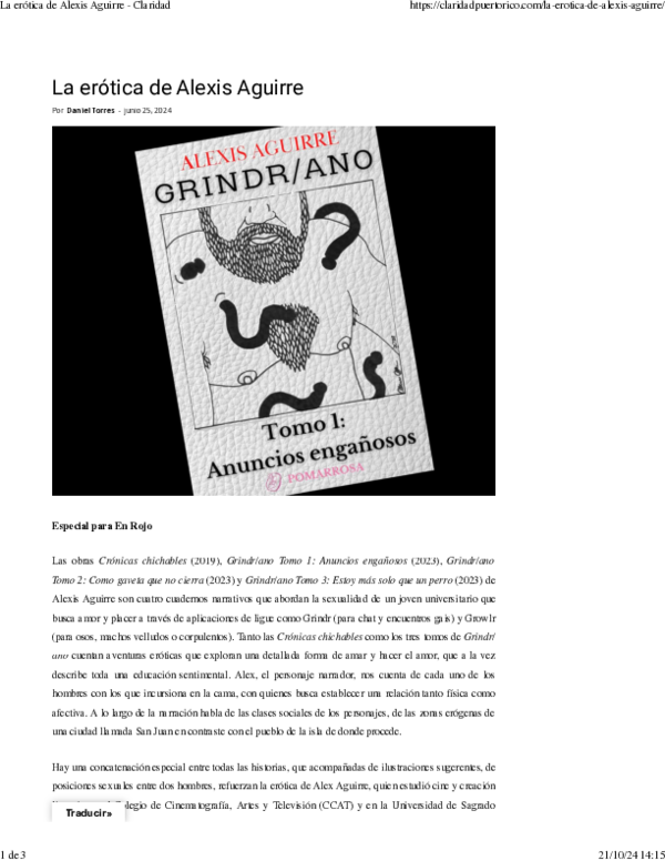 (PDF) La erótica de Alexis Aguirre - Claridad