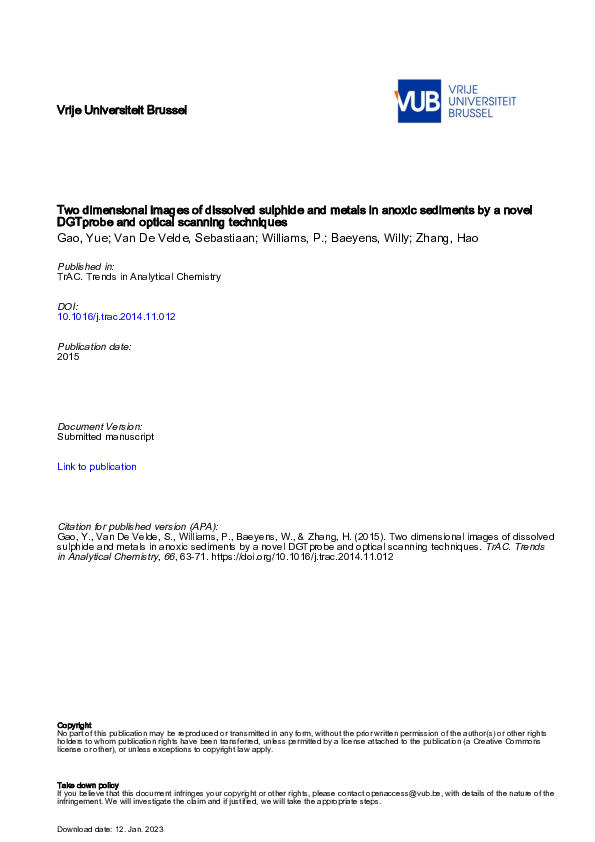 (PDF) Two-dimensional images of dissolved sulfide and metals in anoxic ...