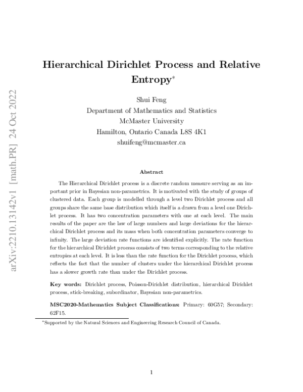 (PDF) Hierarchical Dirichlet Process and Relative Entropy