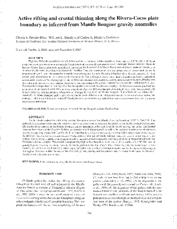 (PDF) Active rifting and crustal thinning along the Rivera-Cocos plate ...