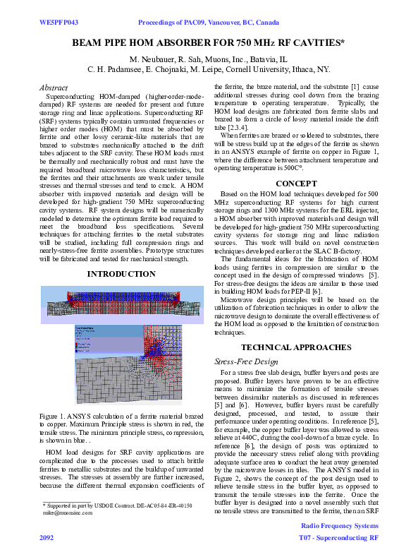 (PDF) Beam Pipe HOM Absorber for 750 MHz RF Cavities