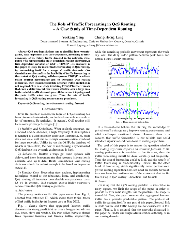 (PDF) The role of traffic forecasting in QoS routing - a case study of time-dependent routing