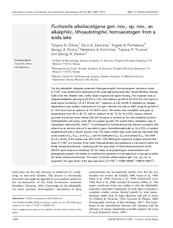 (PDF) Fuchsiella alkaliacetigena gen. nov., sp. nov., an alkaliphilic ...