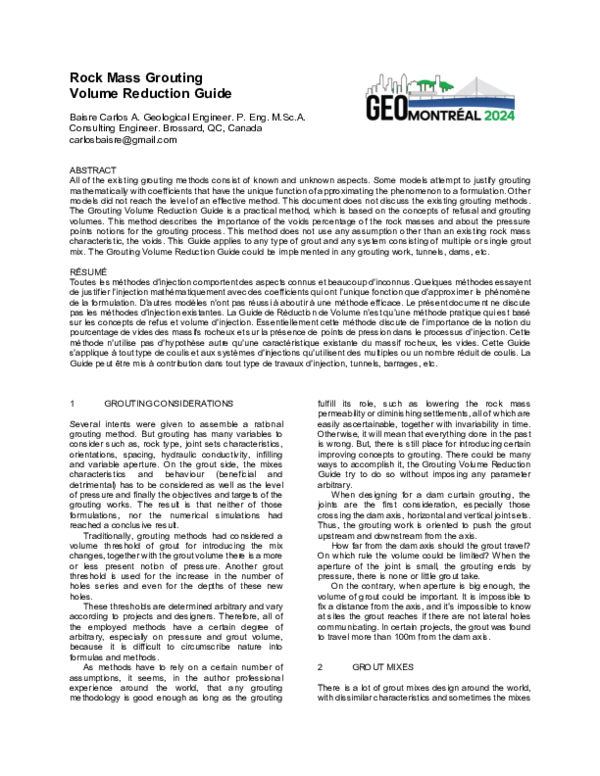(PDF) Rock Mass Grouting Volume Reduction Guide