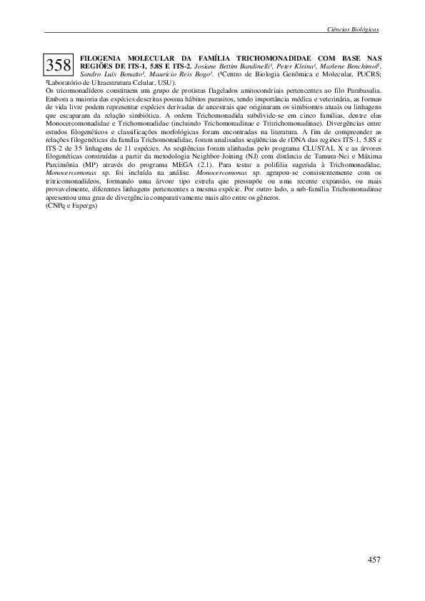 (PDF) Filogenia molecular da família trichomonadidae com base nas ...