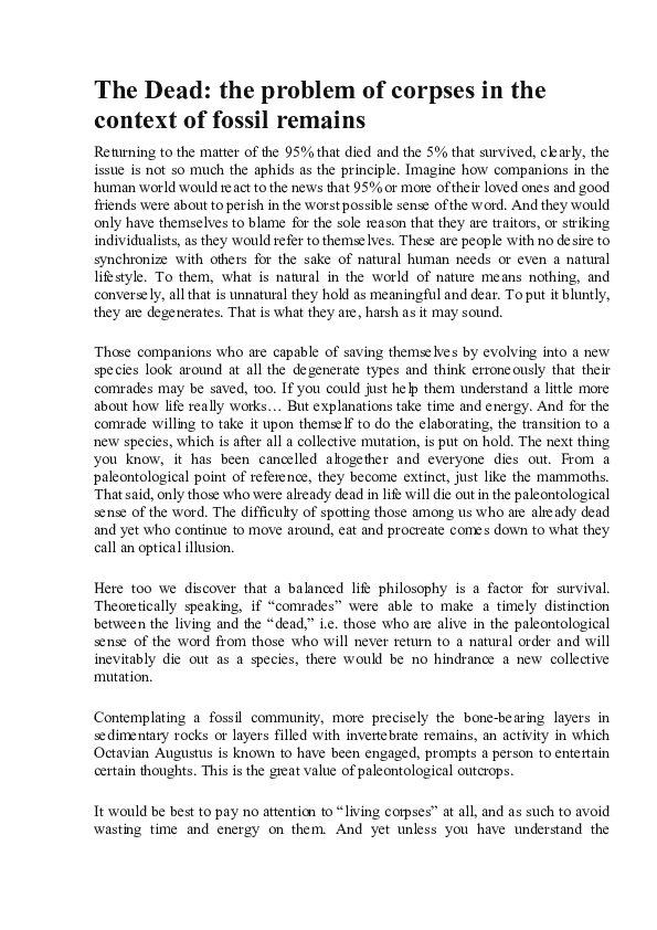 (PDF) The Dead: the problem of corpses in the context of fossil remains