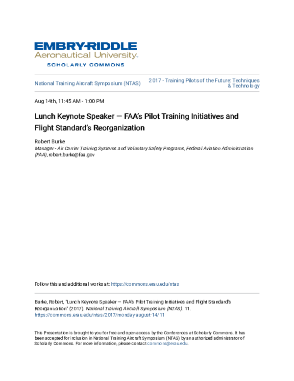 (PDF) FAA’s Pilot Training Initiatives and Flight Standard’s Reorganization