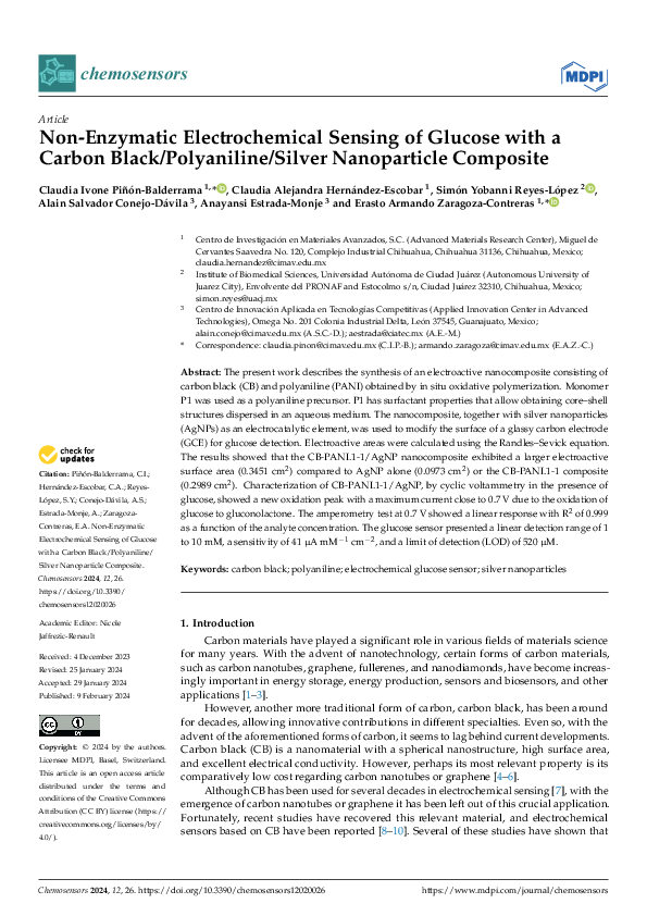 (PDF) Non-Enzymatic Electrochemical Sensing of Glucose with a Carbon Black/Polyaniline/Silver ...