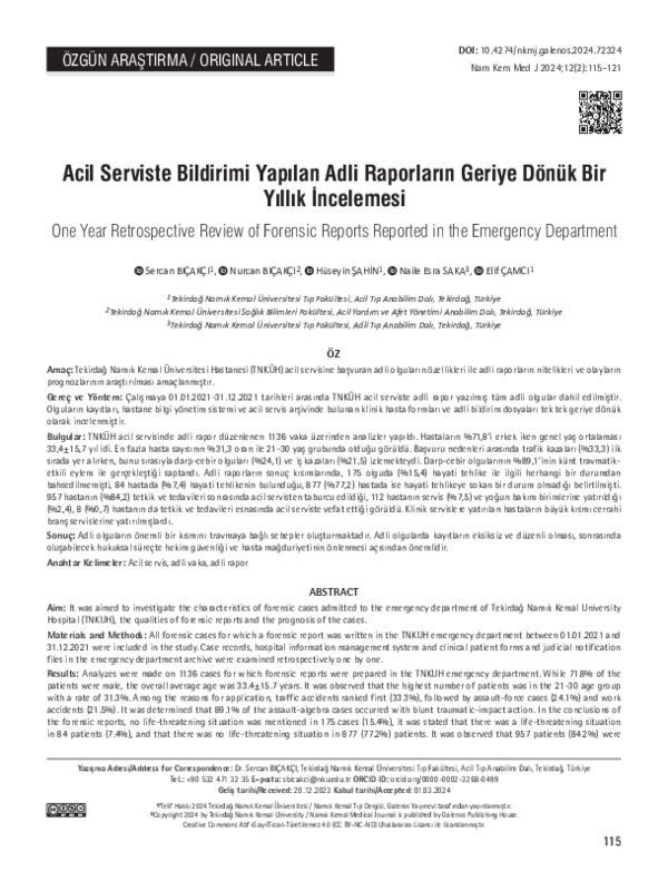 (PDF) One year retrospective review of forensic reports reported in the ...