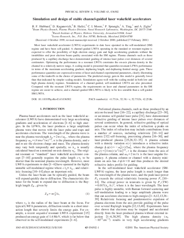 (PDF) Simulation and design of stable channel-guided laser wakefield accelerators