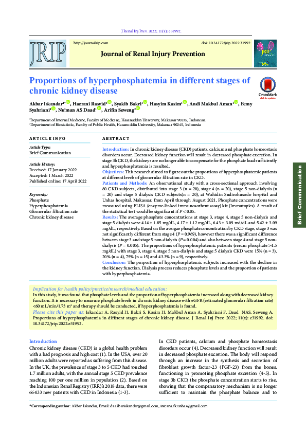 (PDF) Hyperphosphatemia in Stages of CKD