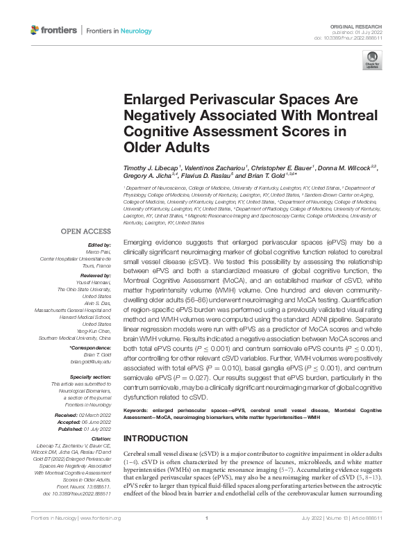 (PDF) Enlarged Perivascular Spaces Are Negatively Associated With ...