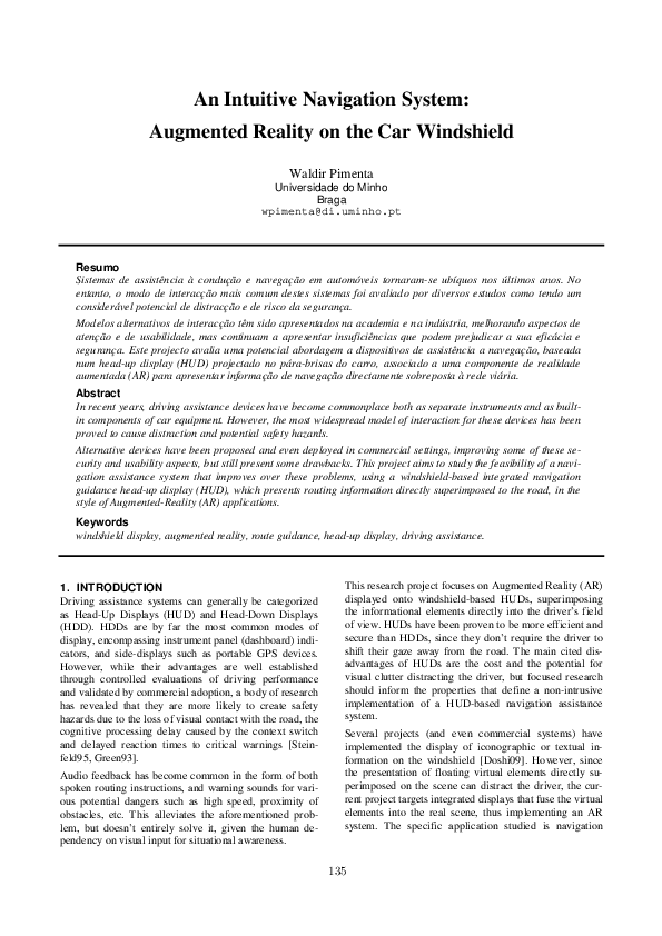 (PDF) An Intuitive Navigation System: Augmented Reality on the Car ...