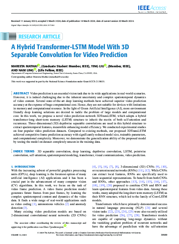 (PDF) A Hybrid Transformer-LSTM Model With 3D Separable Convolution for ...
