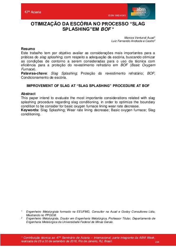 (PDF) Otimização Da Escória No Processo “Slag Splashing”Em Bof