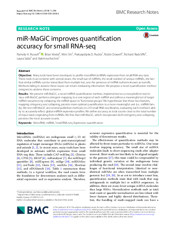(PDF) miR-MaGiC improves quantification accuracy for small RNA-seq
