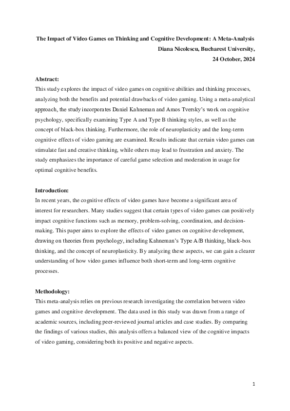 (PDF) The Impact of Video Games on Thinking and Cognitive Development ...