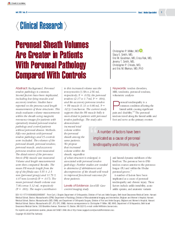 (PDF) Peroneal Sheath Volumes Are Greater in Patients With Peroneal ...