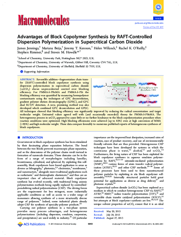 (PDF) Advantages of Block Copolymer Synthesis by RAFT-Controlled ...