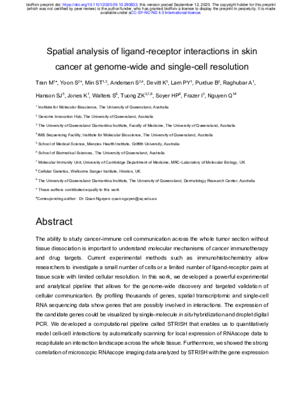 (PDF) Spatial analysis of ligand-receptor interaction in skin cancer at ...