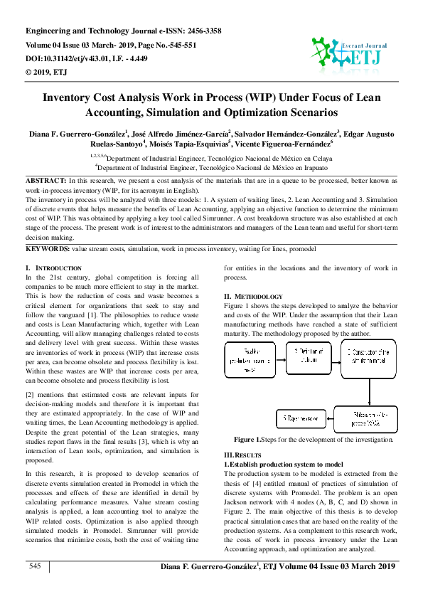 (PDF) Inventory Cost Analysis Work in Process (Wip) Under Focus of Lean ...