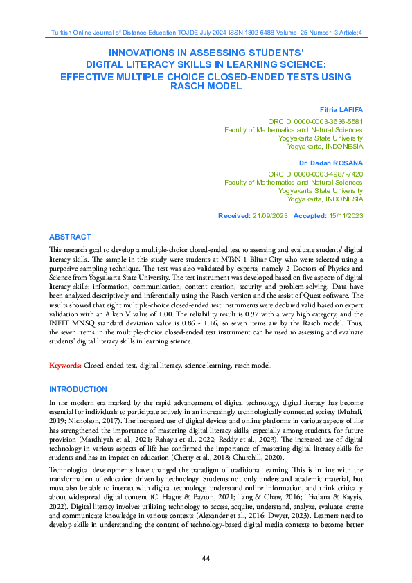 (PDF) Innovations in Assessing Students’ Digital Literacy Skills in Learning Science: Effective ...