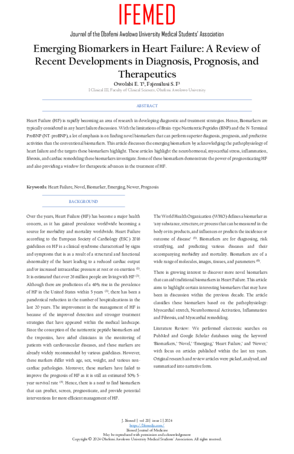 (PDF) Emerging Biomarkers in Heart Failure: A Review of Recent ...