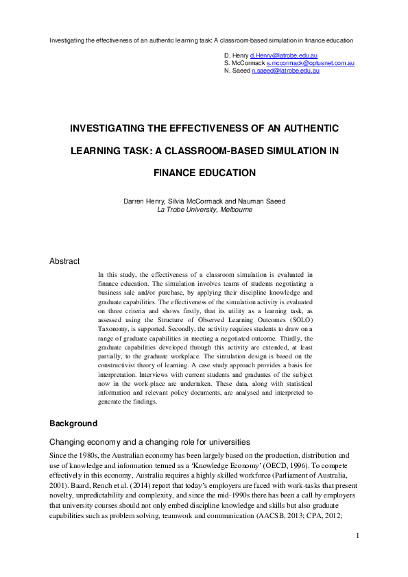 (PDF) Investigating the effectiveness of an authentic learning task: A ...